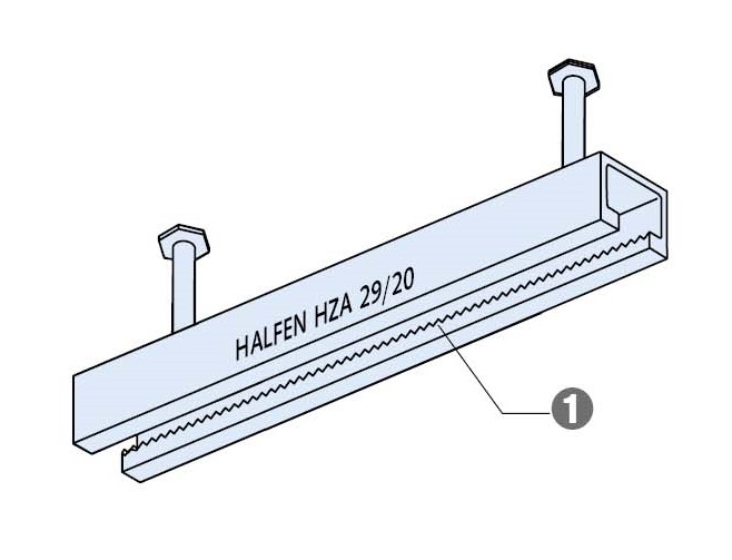 Halfen Zahnschiene feuerverzinkt HZA 29/20-FV-1050mm-KF | 5015170013